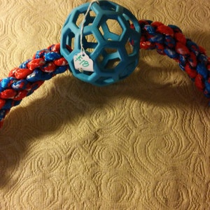 Interactive Med to Lg 4" Hollee Ball Tuff Weave Tug Toy. 20-24 Inch ...