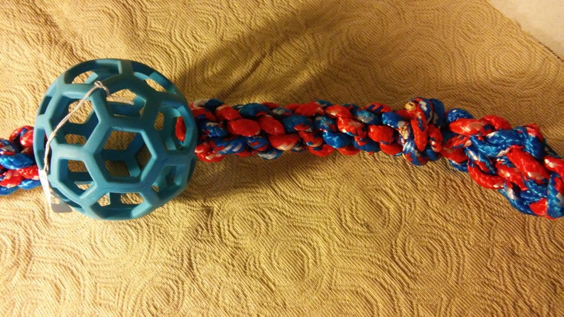 Interactive Med to Lg 4" Hollee Ball Tuff Weave Tug Toy. 20-24 Inch ...
