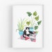 Cat Print | Tuxedo Cat | Cat Illustration | Plant Cat | Plant Art ...