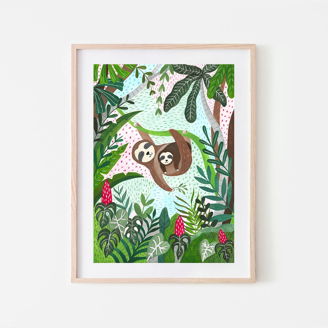 Sloth Print | Animal Art Print | Jungle | Sloth Gift | Nursery Decor ...