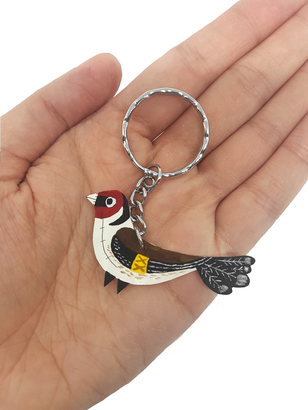 Goldfinch Bird Keyring Handpainted Keychain - Etsy