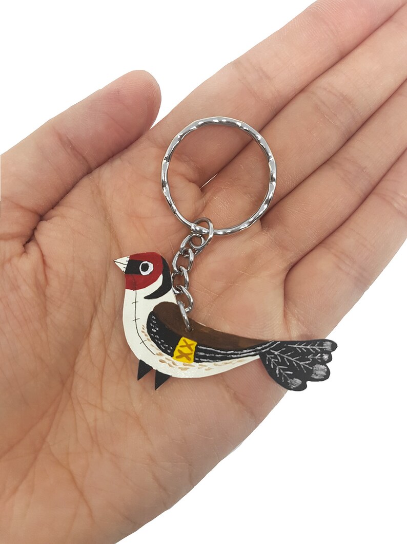 Goldfinch Bird Keyring Handpainted Keychain | Etsy