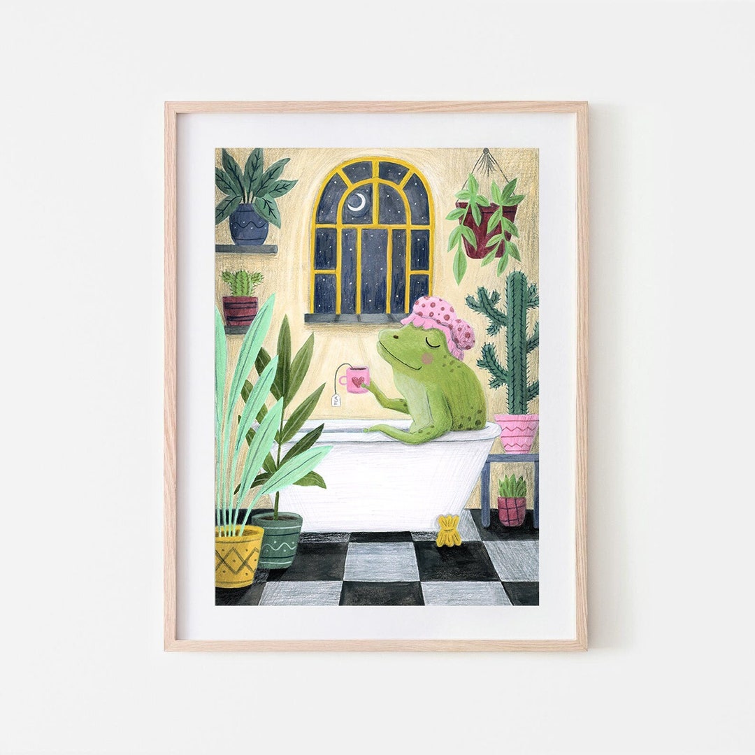 Frog Print | Frog Bath | Childrens Wall Art | Nursery Decor | Bath ...