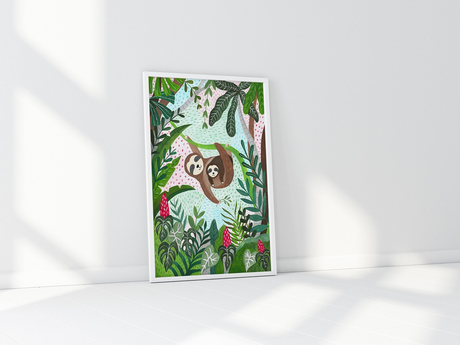 Sloth Print Animal Art Print Jungle Sloth Gift Nursery - Etsy