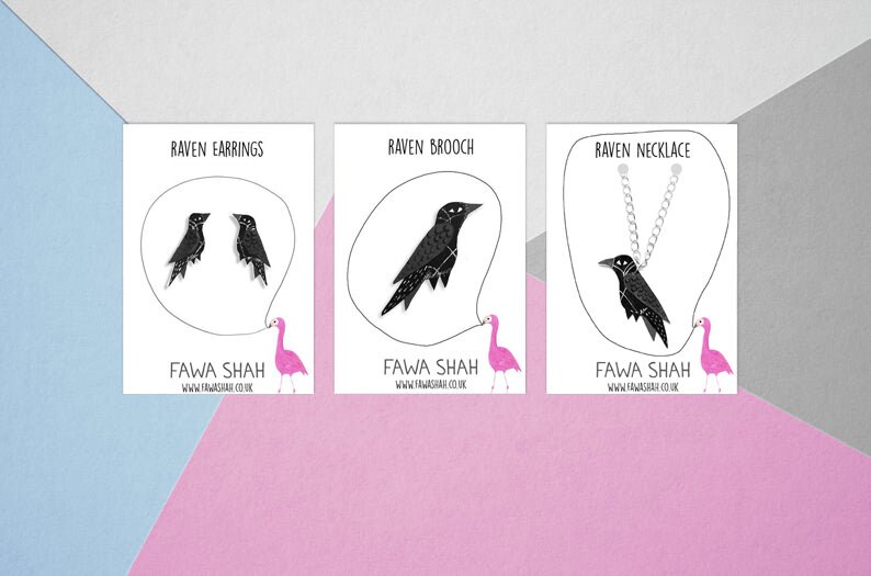 Raven Necklace | Hand Painted | Bird Necklace | Gothic | Jewellery ...