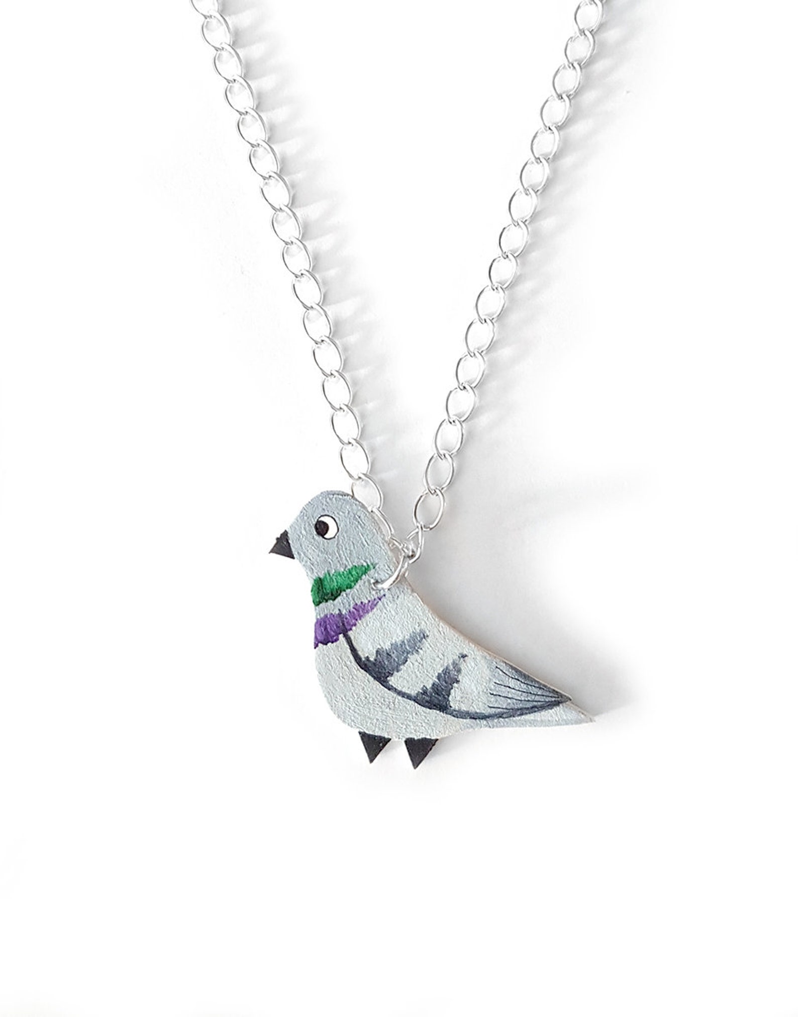 Pigeon Necklace | Hand Painted | Bird Necklace | Spring | Jewellery ...