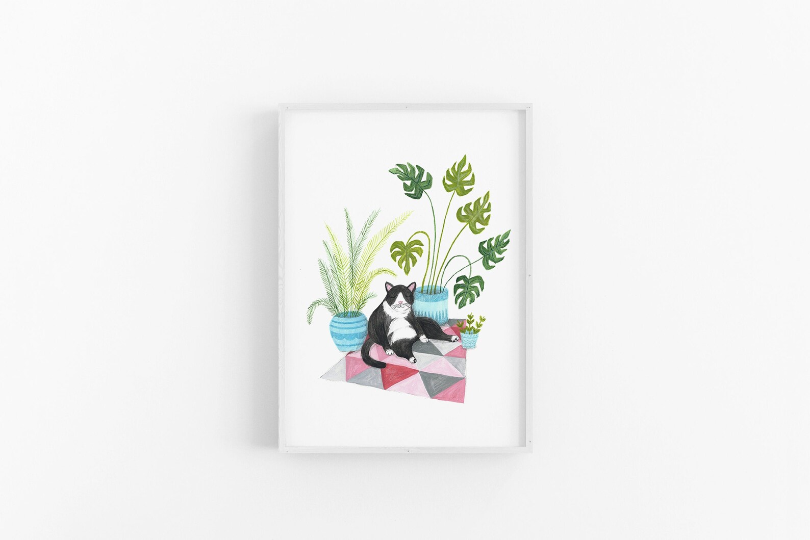 Cat Print Tuxedo Cat Cat Illustration Plant Cat Plant - Etsy