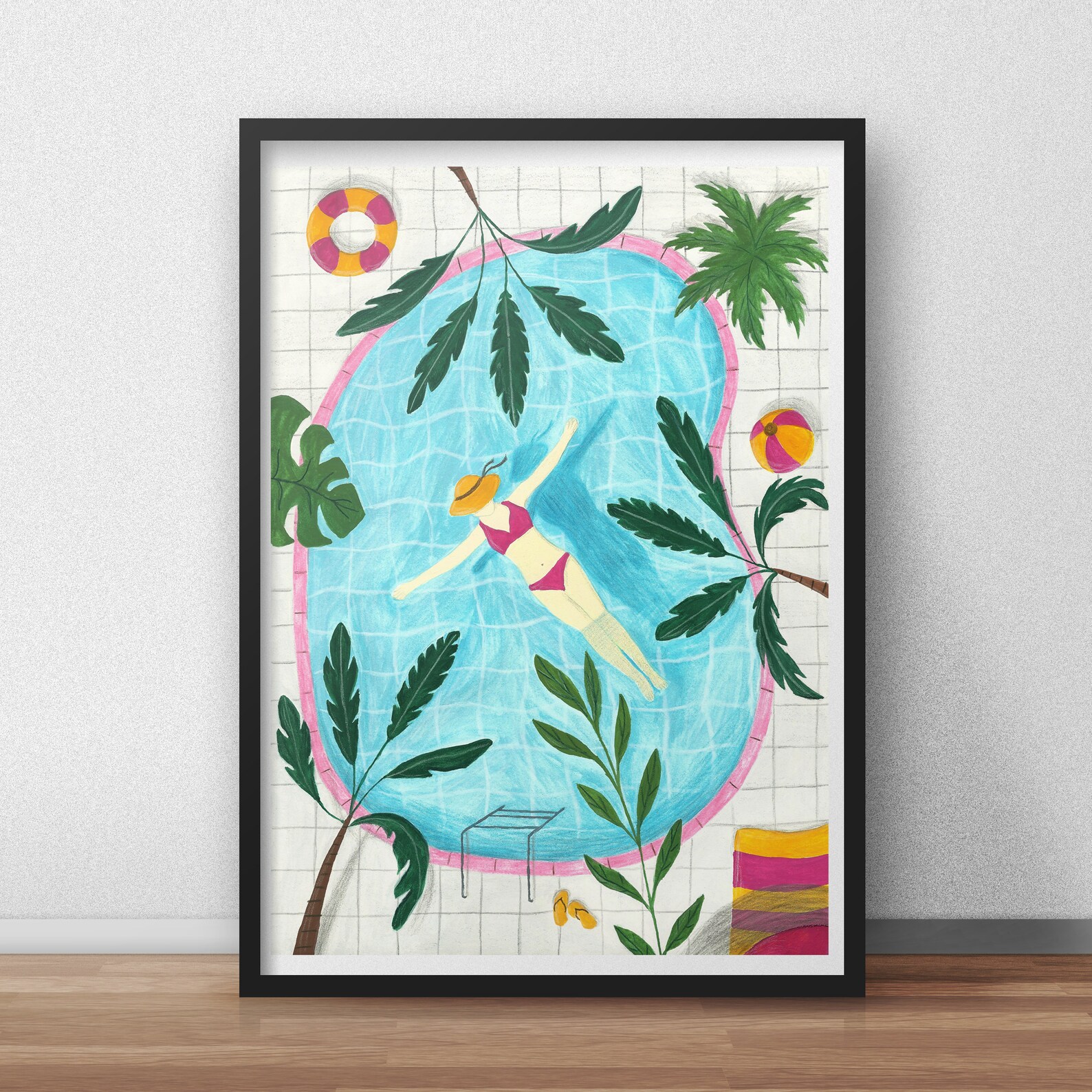 Swimming Pool Print in the Pool Summer Swimmer Water - Etsy