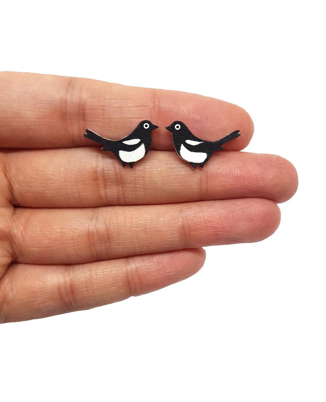 Tiny Magpie Earrings | Handpainted | Jewellery | Jewelry | British Bird ...