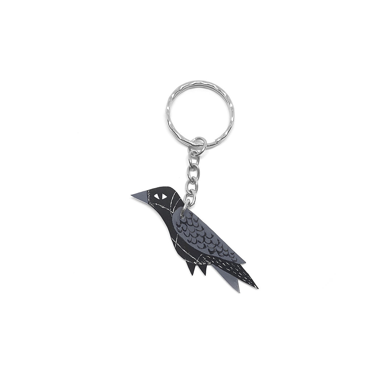 Raven Bird Keyring Handpainted Keychain - Etsy
