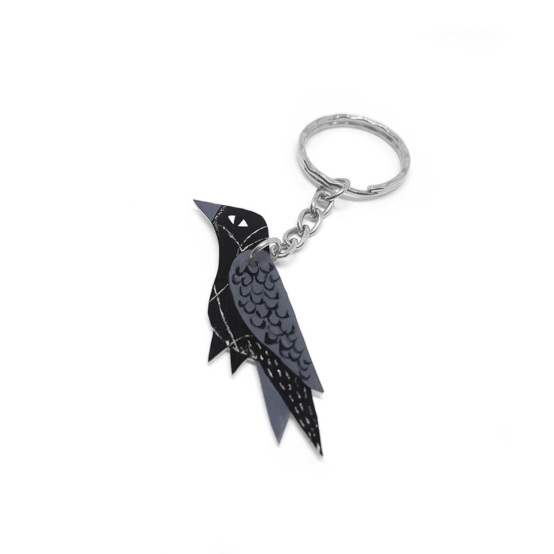 Raven Bird Keyring Handpainted Keychain - Etsy