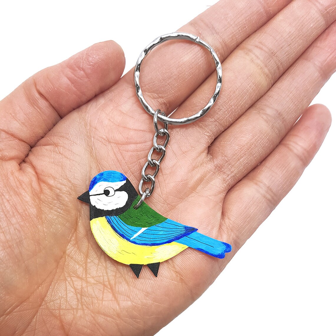 Blue Tit Bird Keyring Handpainted Keychain - Etsy UK