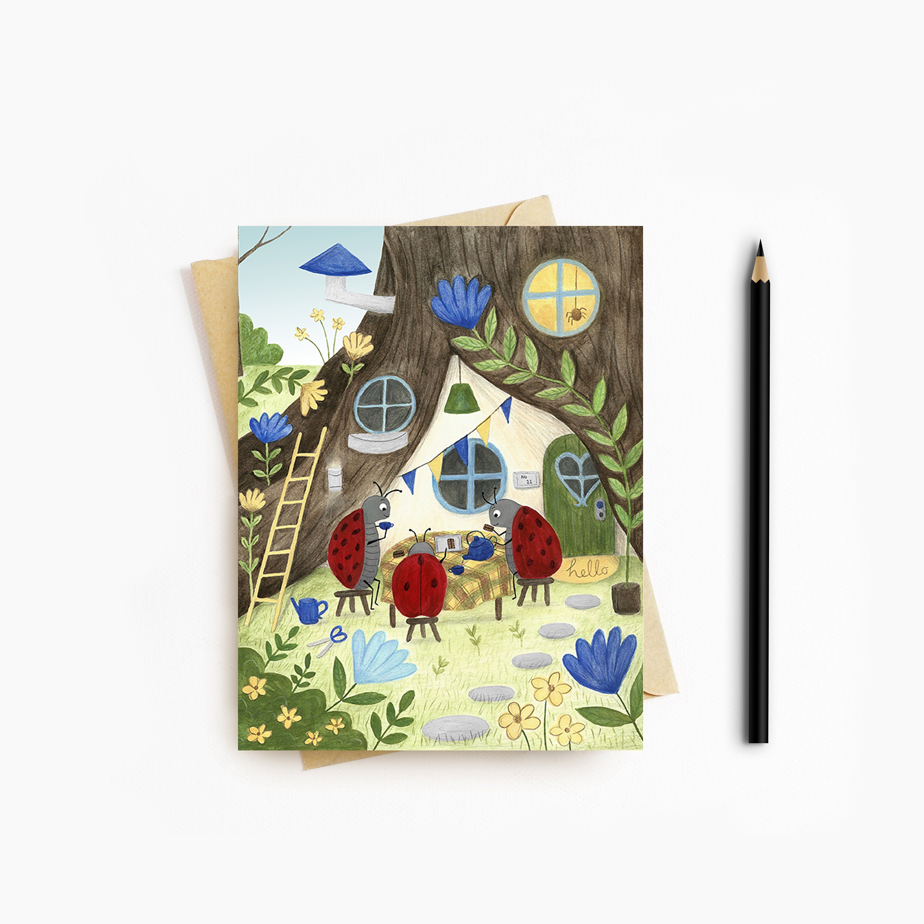 Ladybird Card | Blank Card | Tea Lovers | Insect Card | Greeting Card ...
