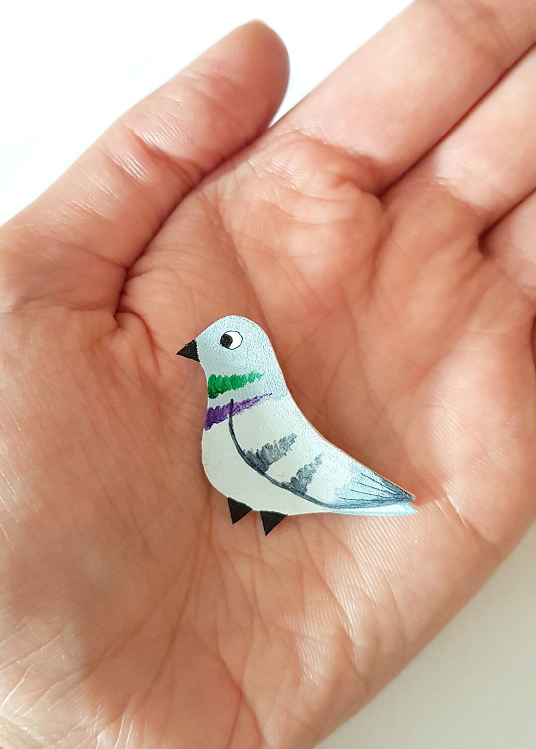 Pigeon Bird Brooch | Jewellery | Hand Painted | Bird Illustration ...