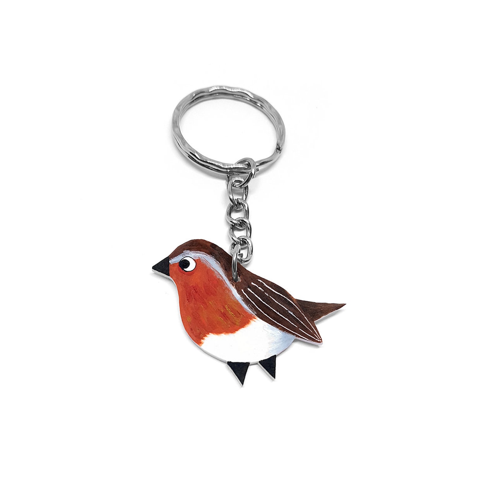 Robin Bird Keyring Handpainted Keychain Robin - Etsy