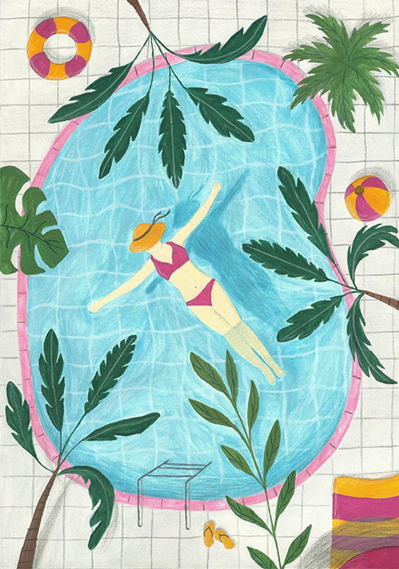 Swimming Pool Print in the Pool Summer Swimmer Water - Etsy