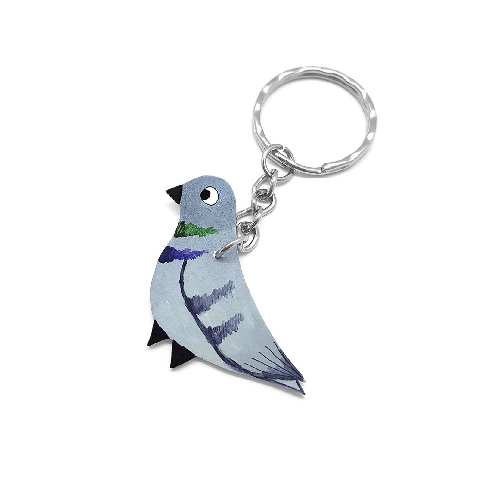 Pigeon Bird Keyring Handpainted Keychain - Etsy UK