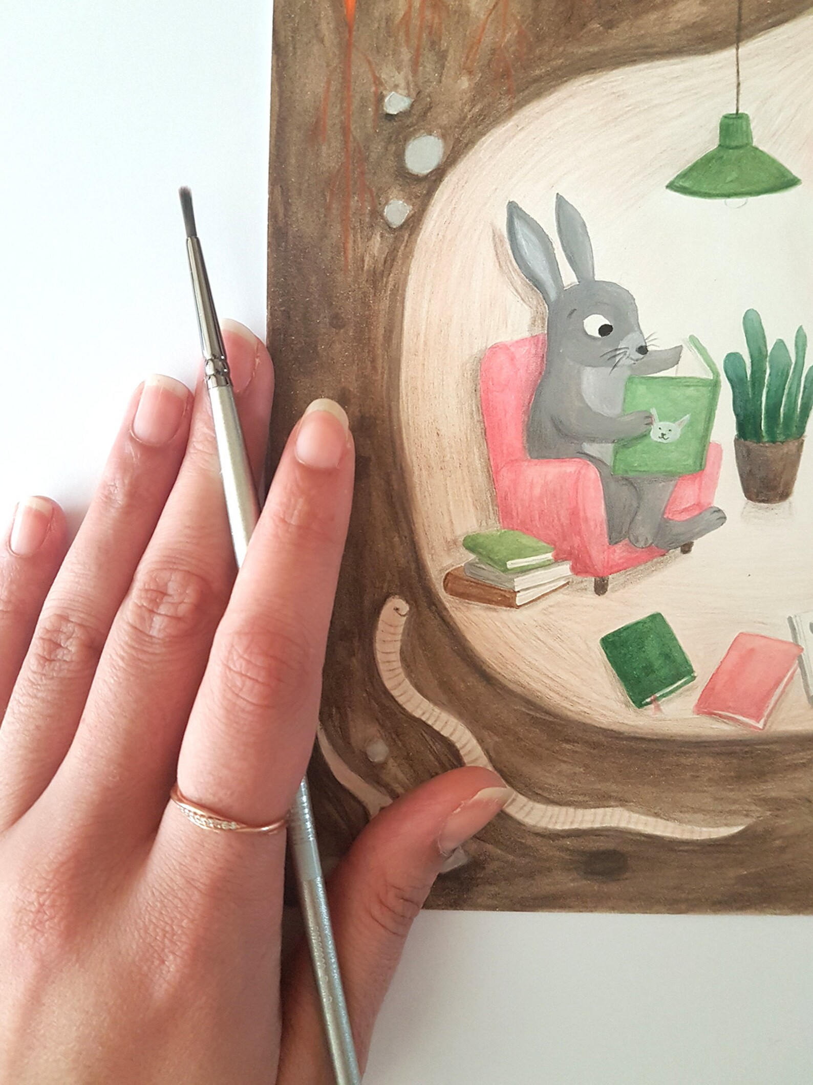 Rabbit Print Animal Art Print Rabbit Lovers Book Lovers - Etsy