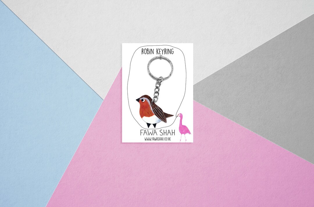 Robin Bird Keyring Handpainted Keychain Robin - Etsy
