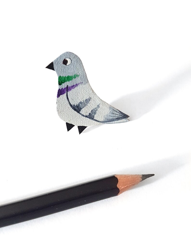 Pigeon Bird Brooch | Jewellery | Hand Painted | Bird Illustration ...
