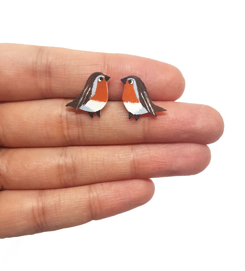 Small Robin Earrings Hand Painted Jewellery Jewelry - Etsy UK