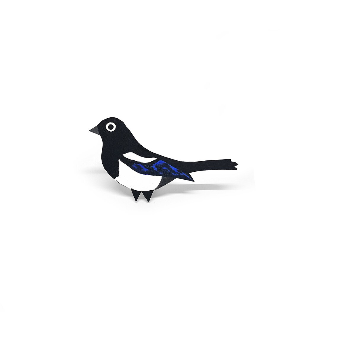Magpie Bird Brooch Hand Painted Badge Pin Jewellery - Etsy
