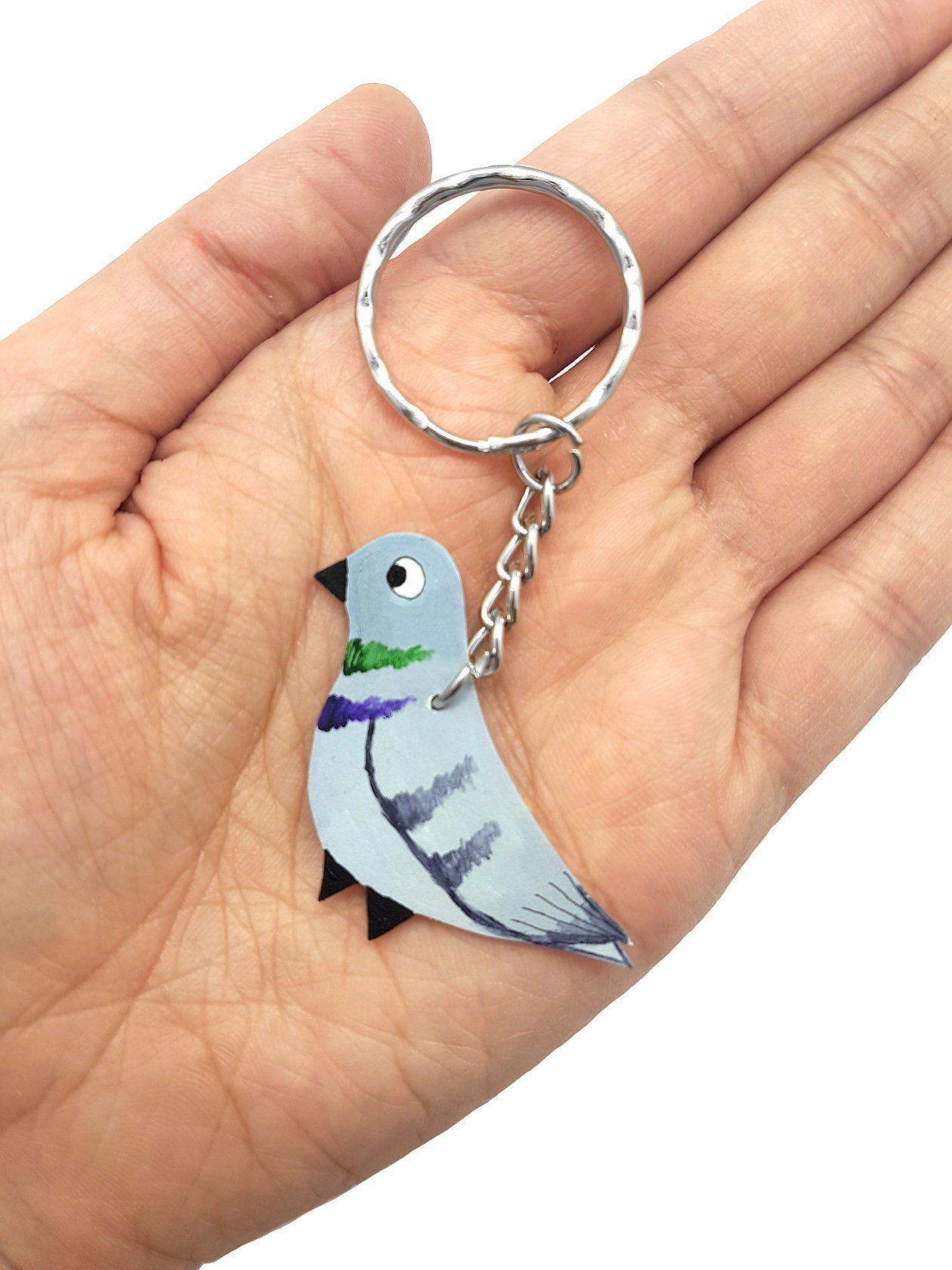 Pigeon Bird Keyring Handpainted Keychain - Etsy UK