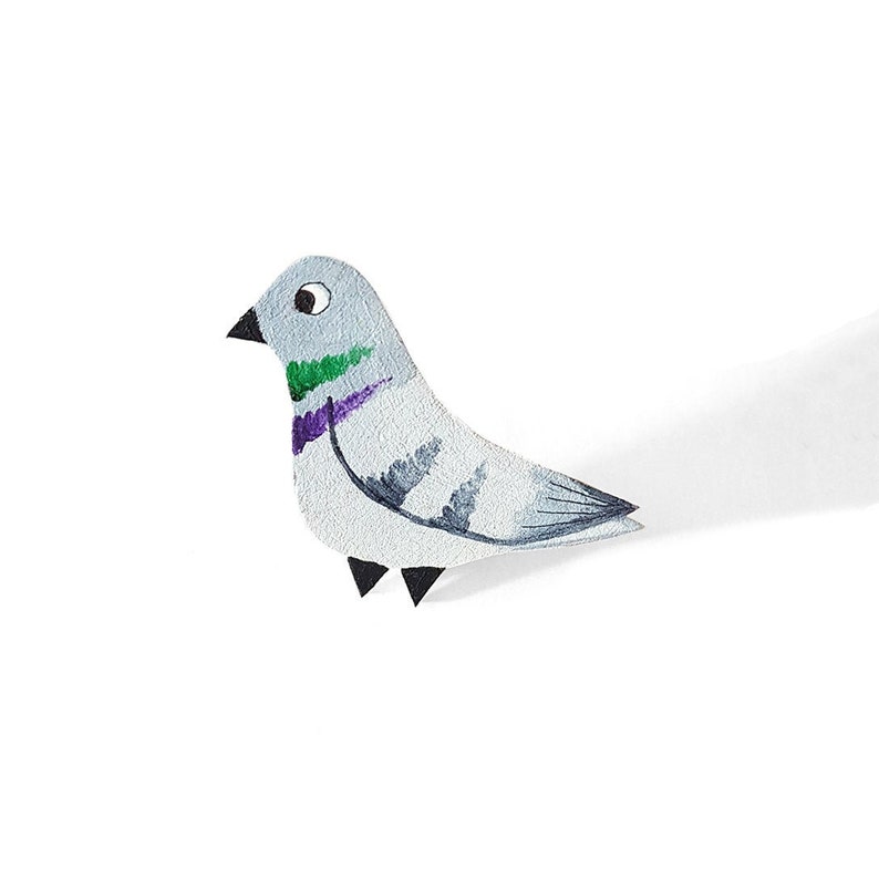 Pigeon Bird Brooch | Jewellery | Hand Painted | Bird Illustration ...