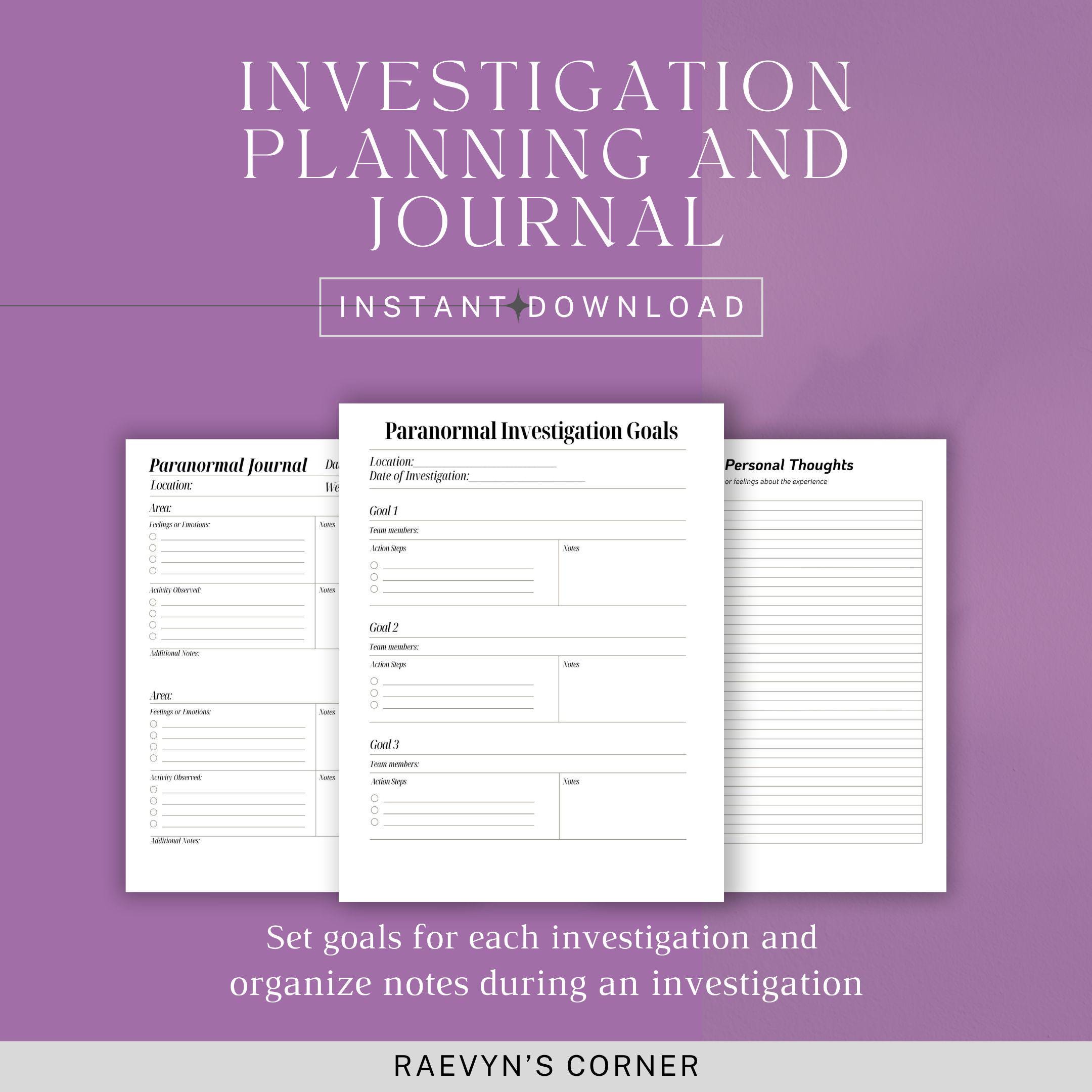 Printable Paranormal Investigation Journal: Ghost Hunting Adventure ...