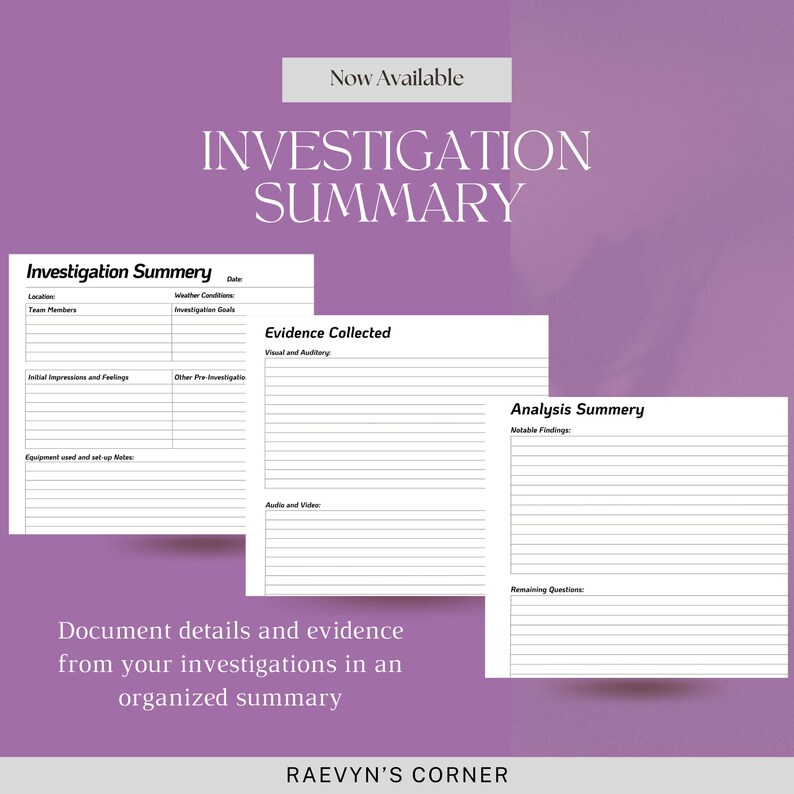 Printable Paranormal Investigation Journal: Ghost Hunting Adventure ...