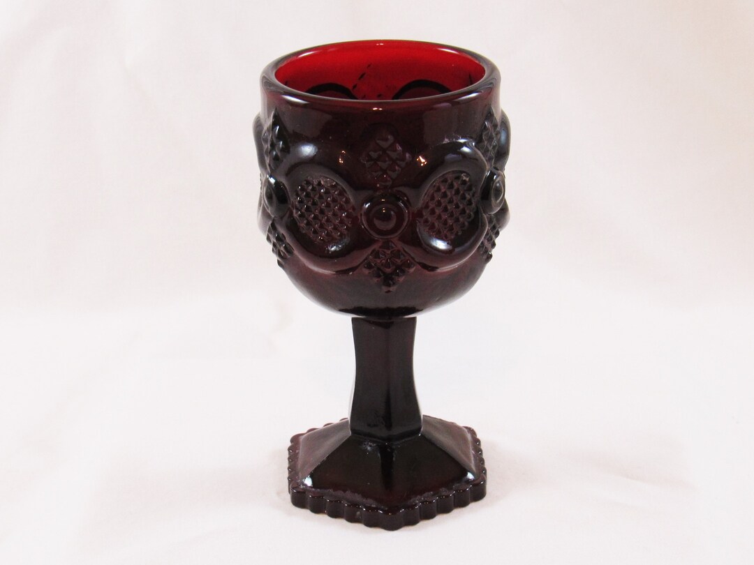 Vintage Avon Cape Cod Wine Glass - Elegant Red Glass Stemware, Gift for ...