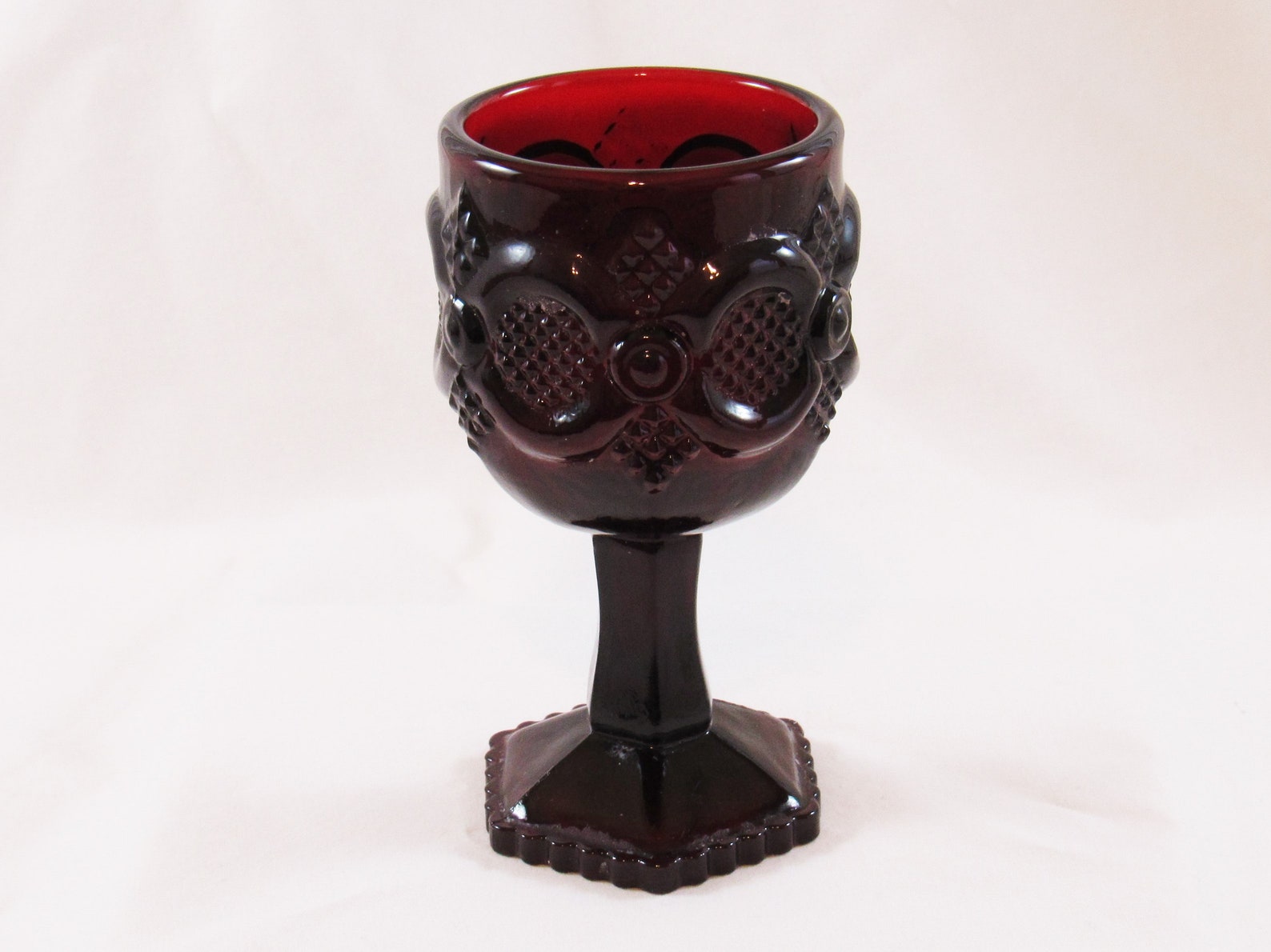 Vintage Avon Cape Cod Wine Glass - Elegant Red Glass Stemware, Gift for ...