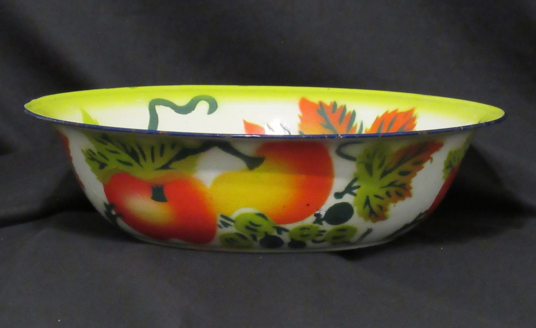 Vintage Graniteware Enamelware Large Bowl Rustic Kitchen Décor, Shabby ...