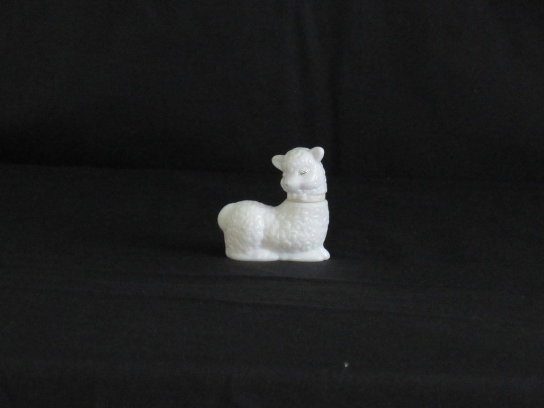 Vintage Avon Lamb Perfume Bottle: White Milk Glass With Gold Trim - Etsy