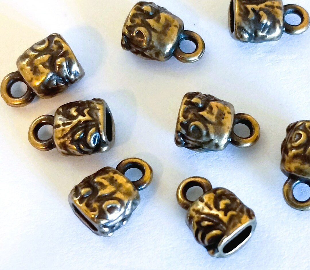 2 Sets Vintage Jardin Brass Crimpable End Caps Garden, 2mm Round Cords ...