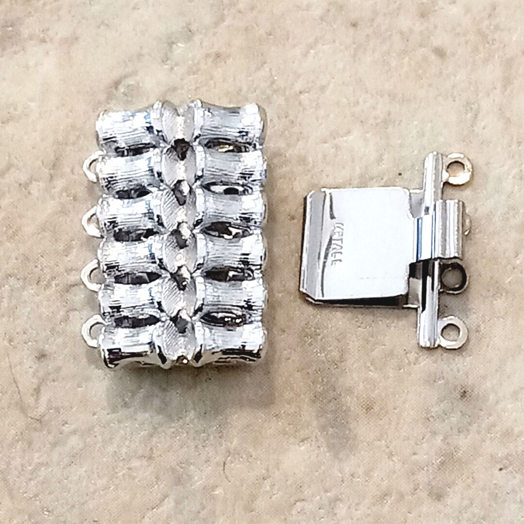 Claspgarten 4 Strand Column Box Push Clasp, Rhodium Plated, Bracelet ...