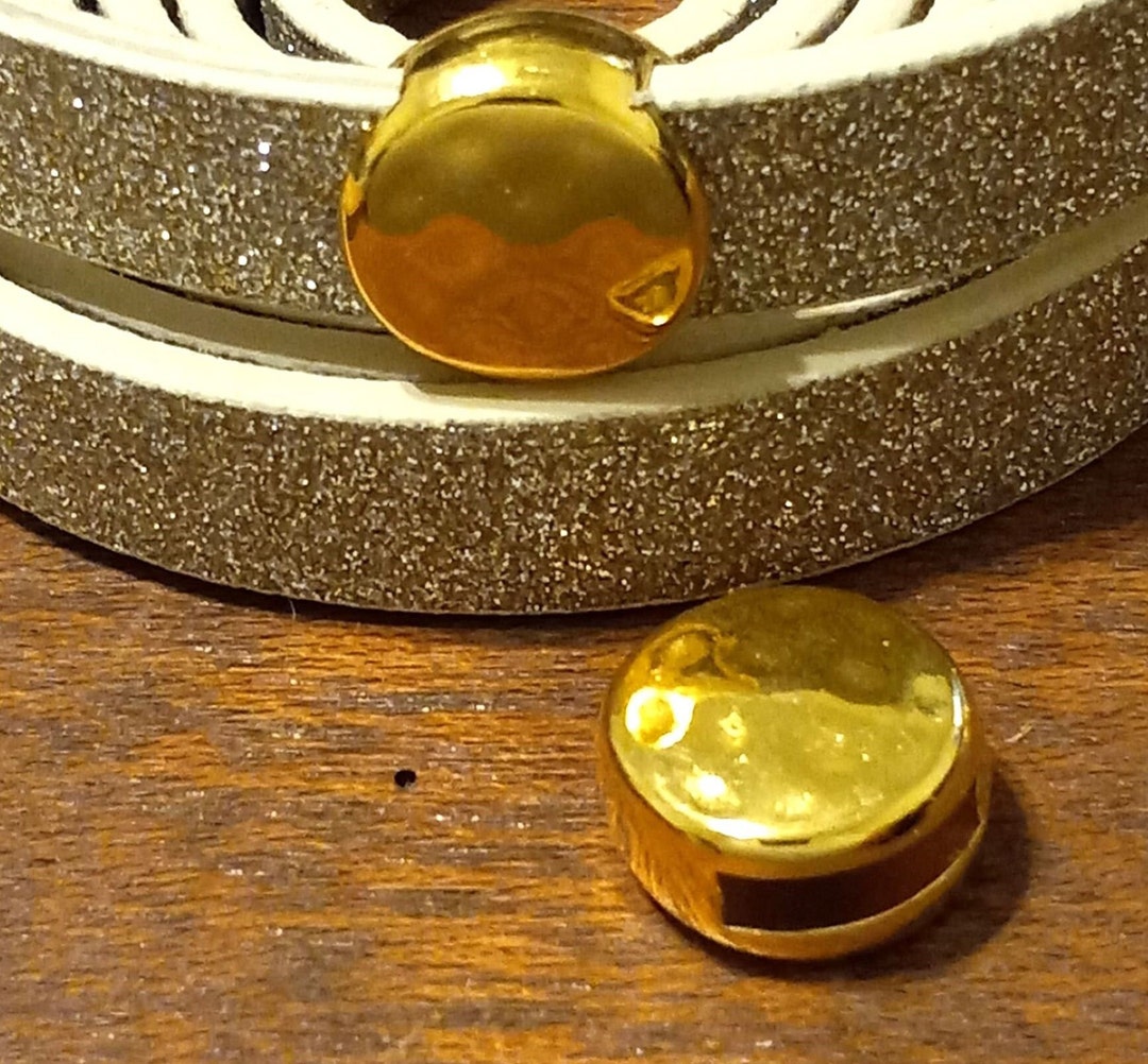 2 Gold Plated Hammered Round Sliders for 10mm Flat Leather Bracelet ...