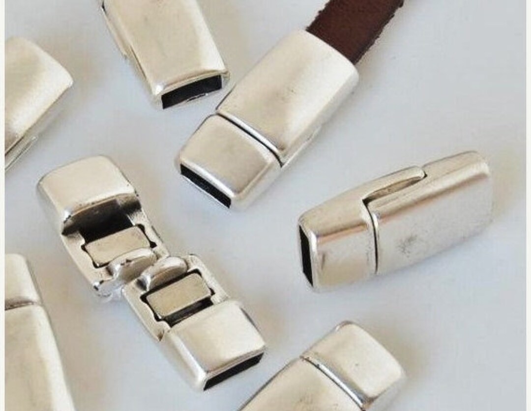 SALE: 6 Clasps 5mm Flat Rounded Clasp Silver Plated Zamak Magnetic ...