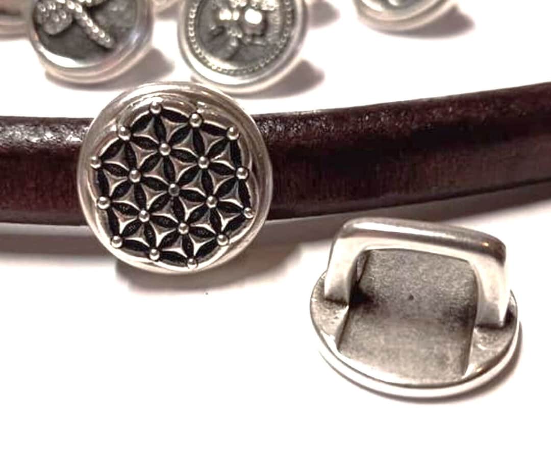 Licorice Slider, Silver Celtic Symbol, 10x7mm, Metal Slide Bead ...