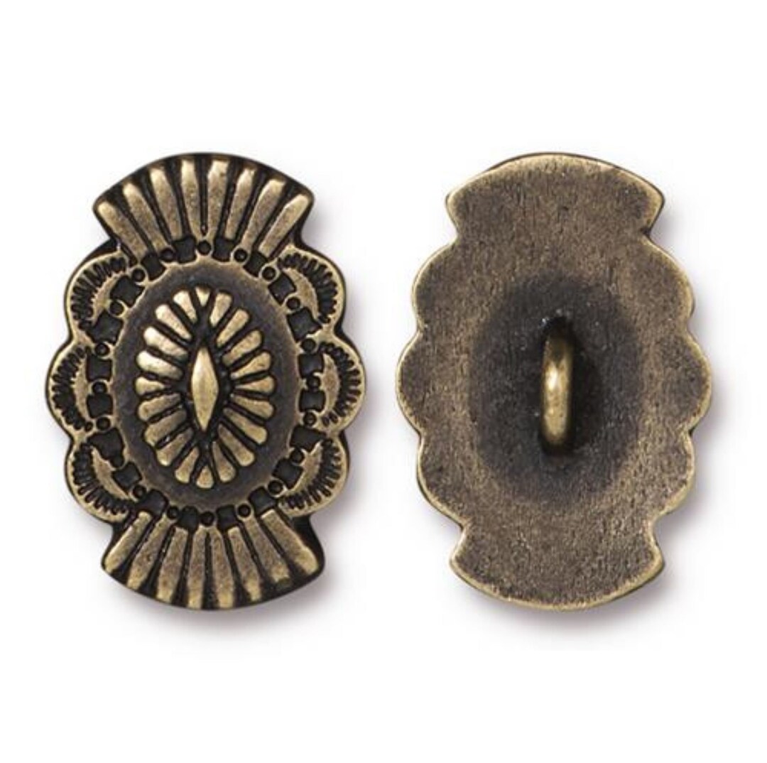 2 Vintage Tierracast Buttons, Brass Western Design, Antiqued Pewter ...