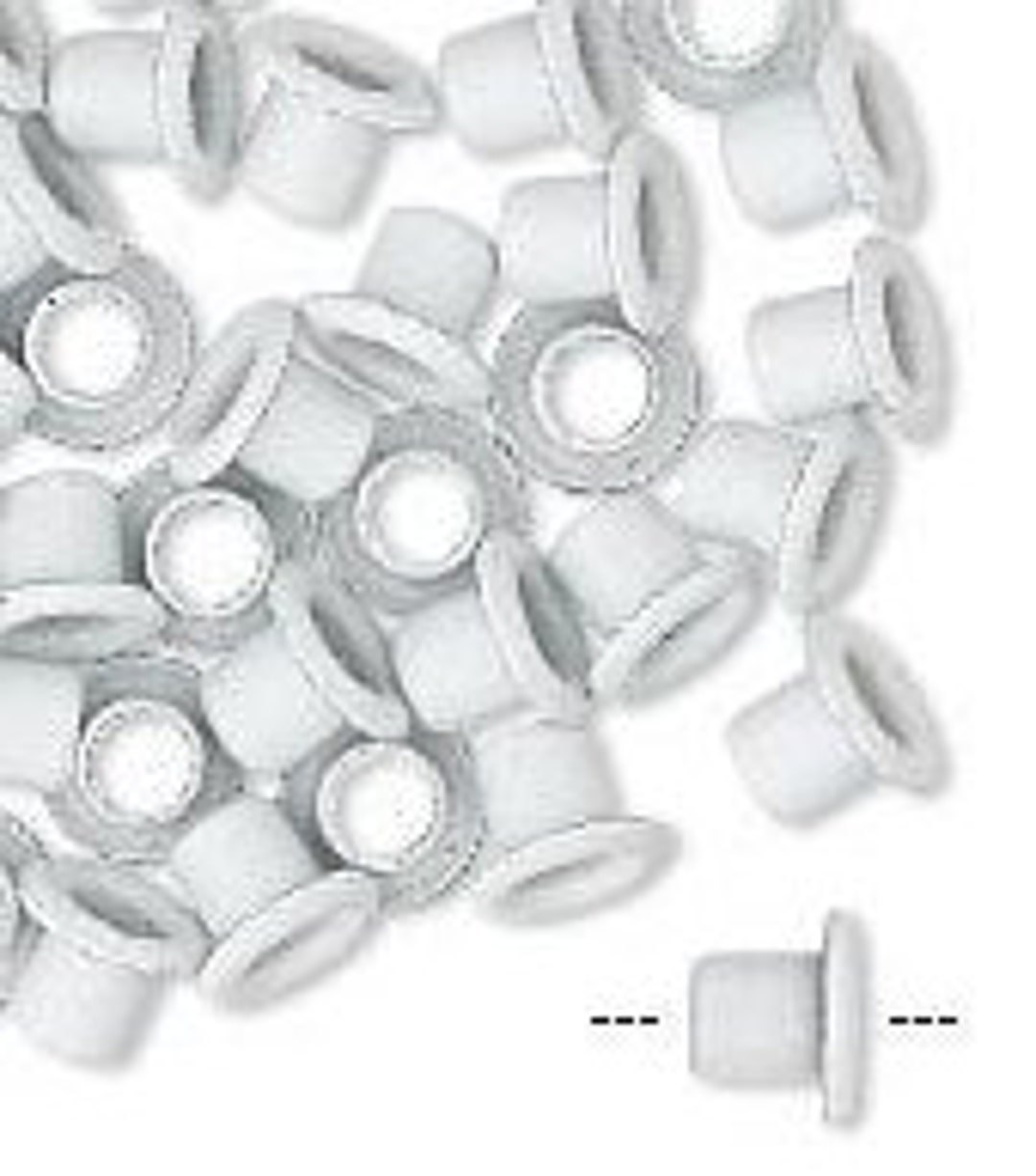 10 Eyelets, Acrylic and Brass, White, 5x4mm With 3x3mm Tube and 2.2mm ...