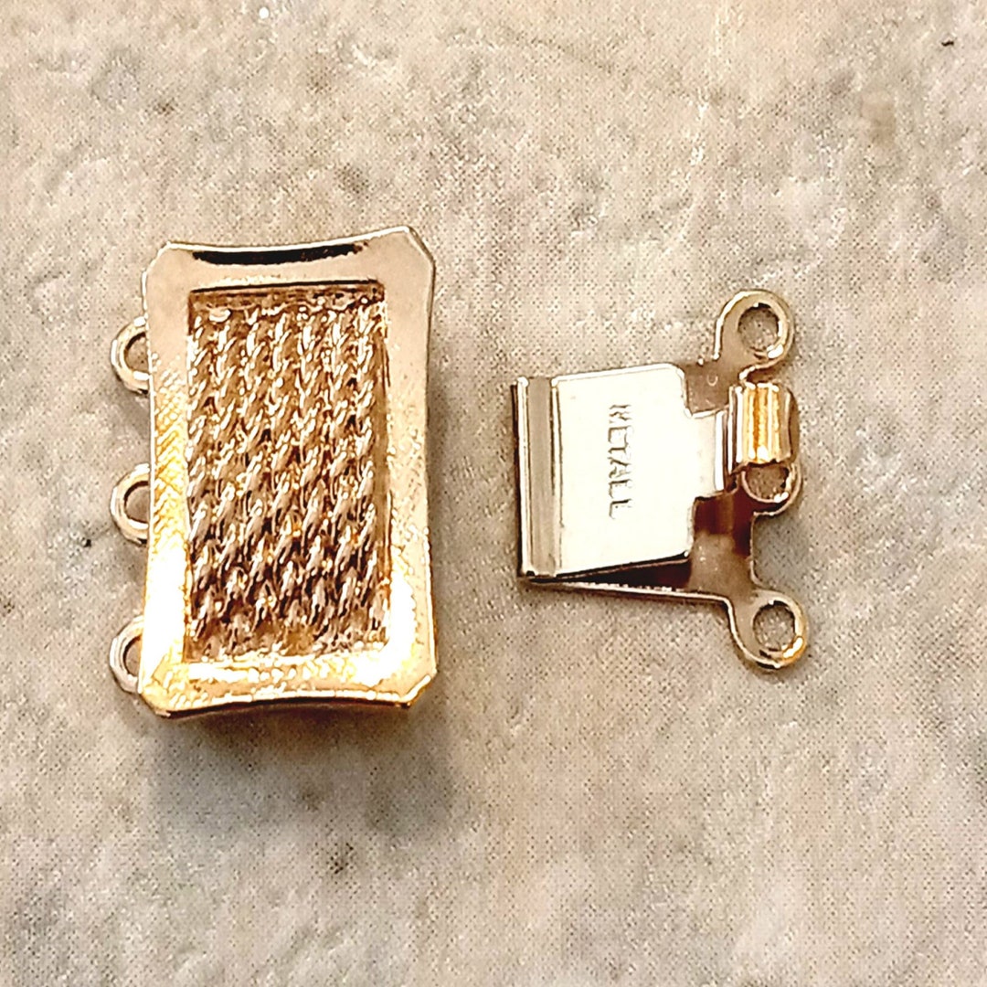Claspgarten 3 Strand Micro Chain Box Push Clasp, 23k Gold Plated ...