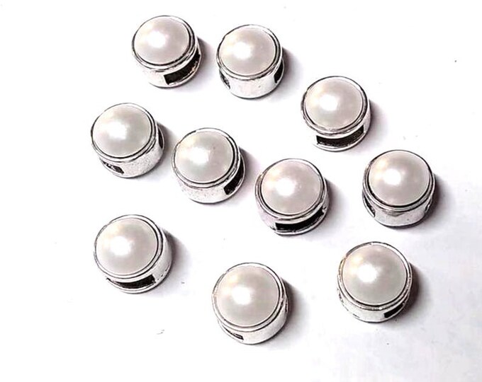 BULK: 10 Pearl Sliders, 5mm Flat Sliders, Swarovski Nacre White Pearl ...