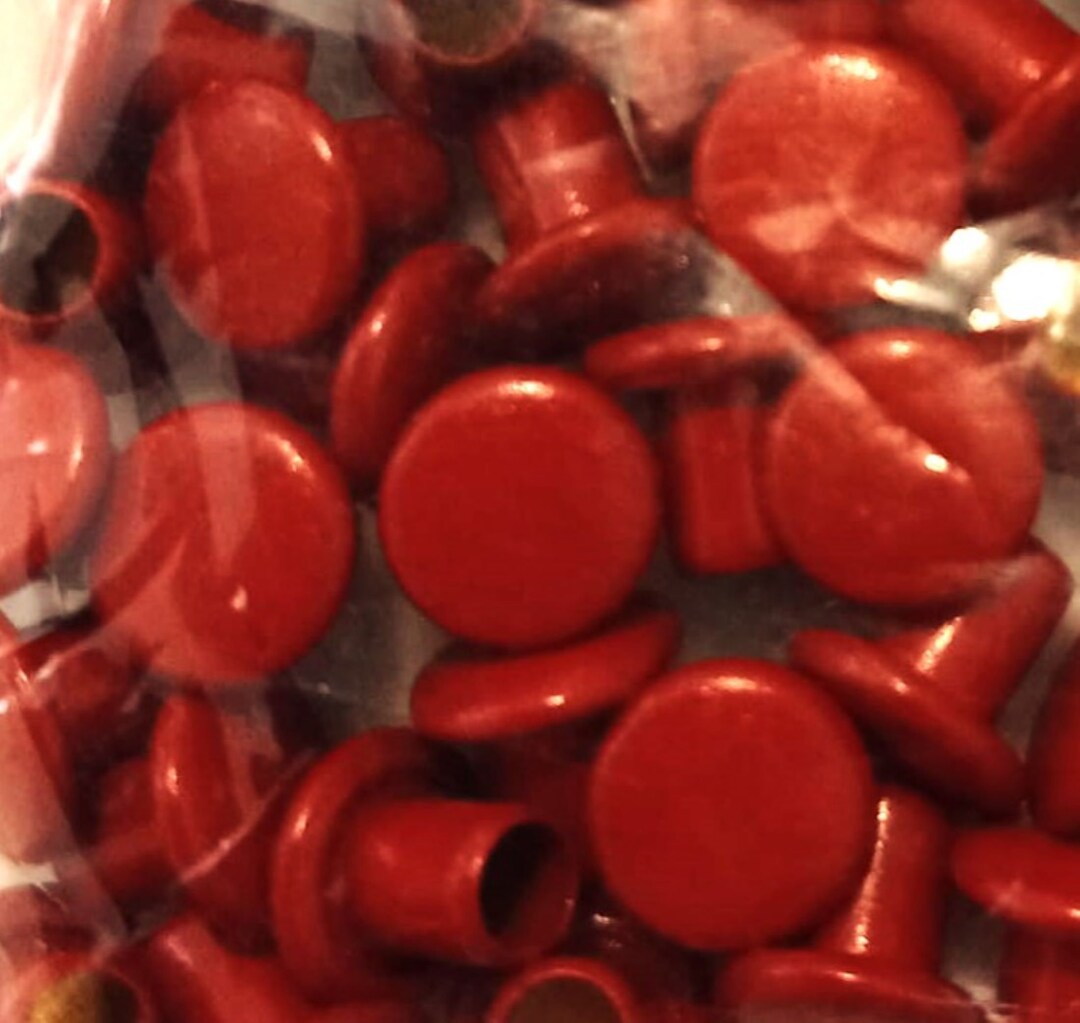 10 Rivets, Acrylic and Brass, Red, 5.5x5mm With 3mm Shank and 2.5mm ...