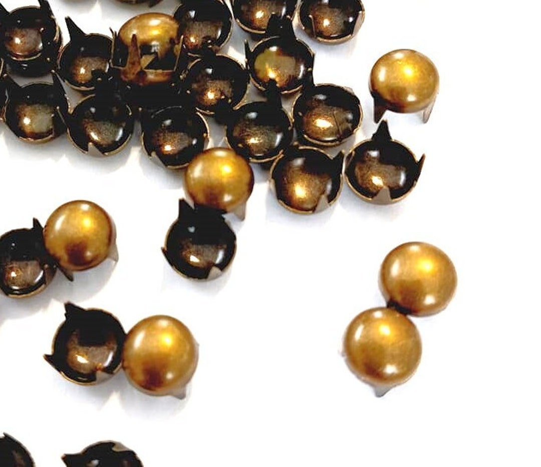 50pc Brass 6mm Rounded 4 Prong Studs. DIY Hardware for Leather Crafts ...