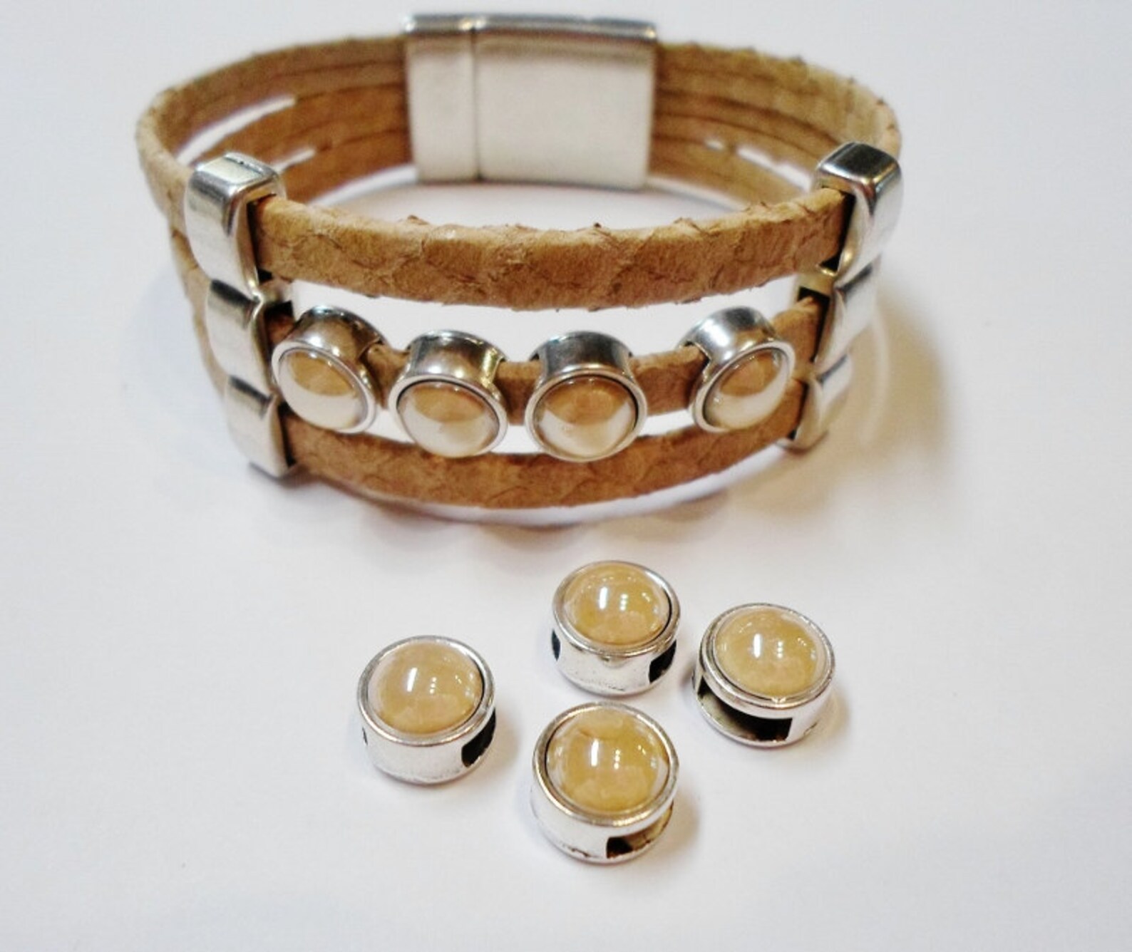 2 5mm Flat Sliders Swarovski Golden Shadow Pearl Sliders for - Etsy