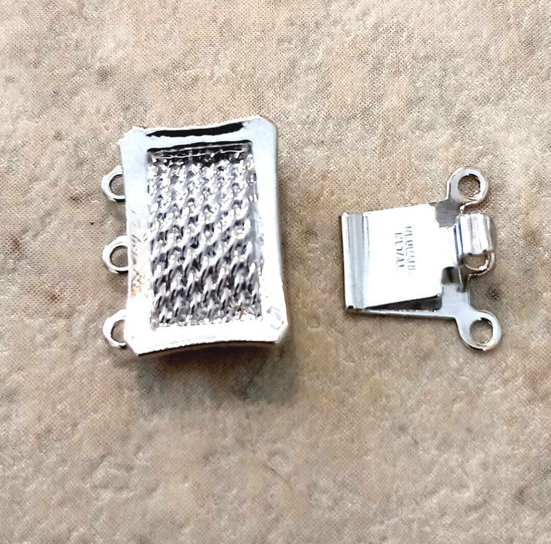 Claspgarten 3 Strand Micro Chain Box Push Clasp, Rhodium Plated ...