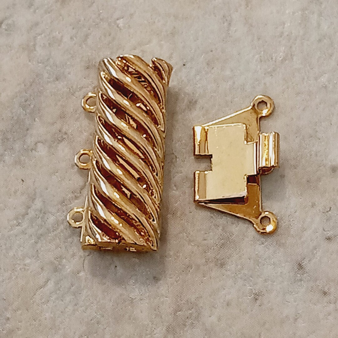 Claspgarten 3 Strand Waves Box Push Clasp, 23k Gold Plated, Bracelet ...