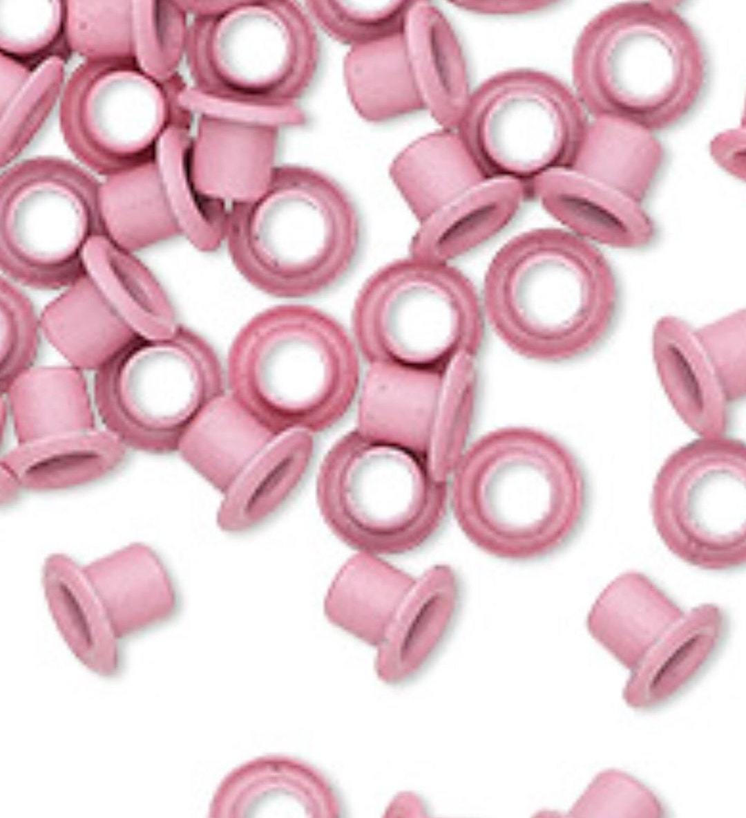 10 Eyelets, Acrylic and Brass, Pink, 5x4mm With 3x3mm Tube and 2.2mm ...