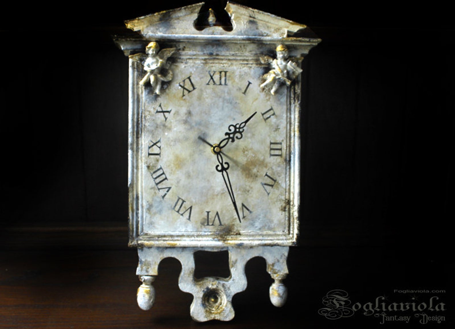 SHABBY WALL CLOCK Angel Victorian Decor Home Design Vintage Gift for ...